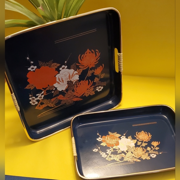 Unknown | Accents | Vintage Blue Lacquer Japanese Trays | Poshmark